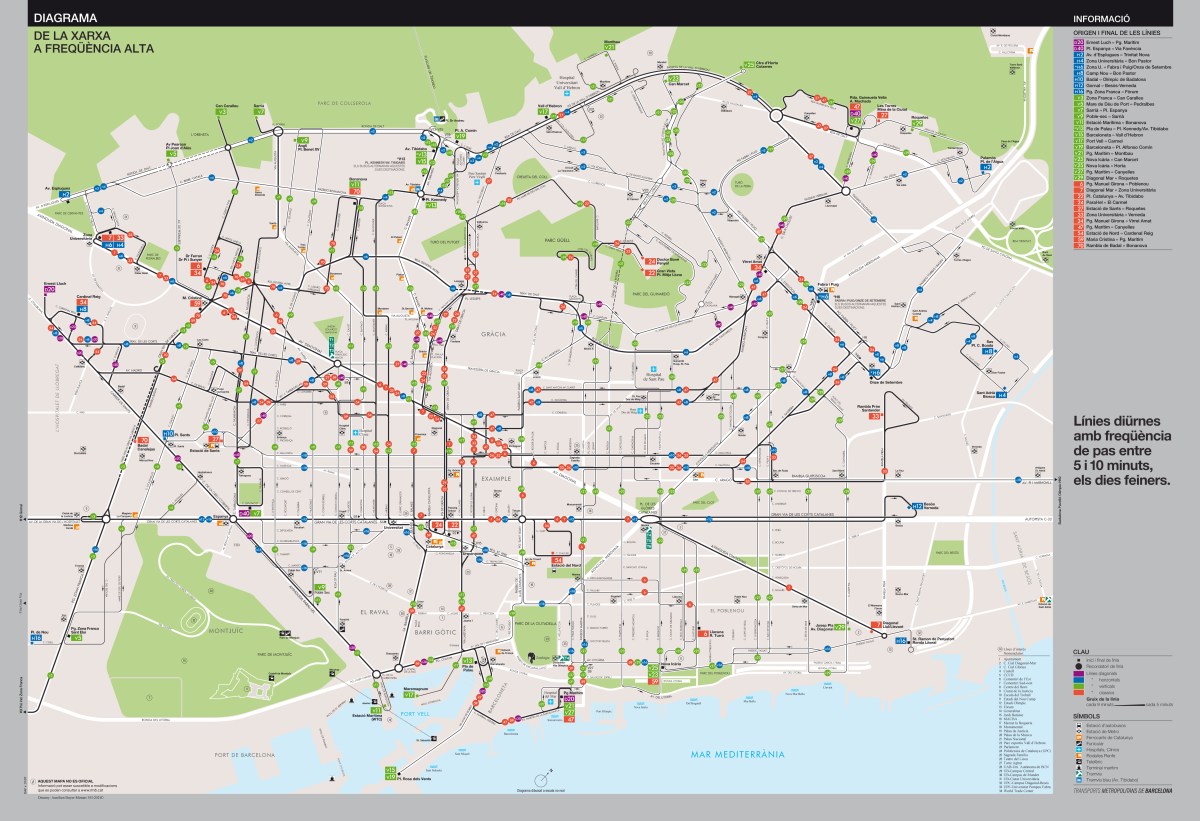 Barcelona Bus Map TMB 119 Bus Barcelona