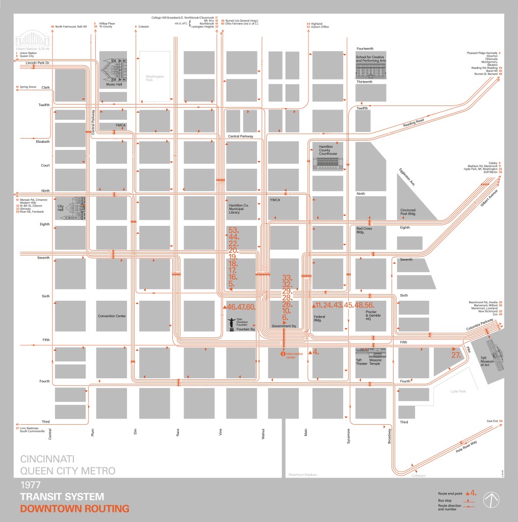 Cincinnati Downtown Bus Map 1977 – City & Transit Maps