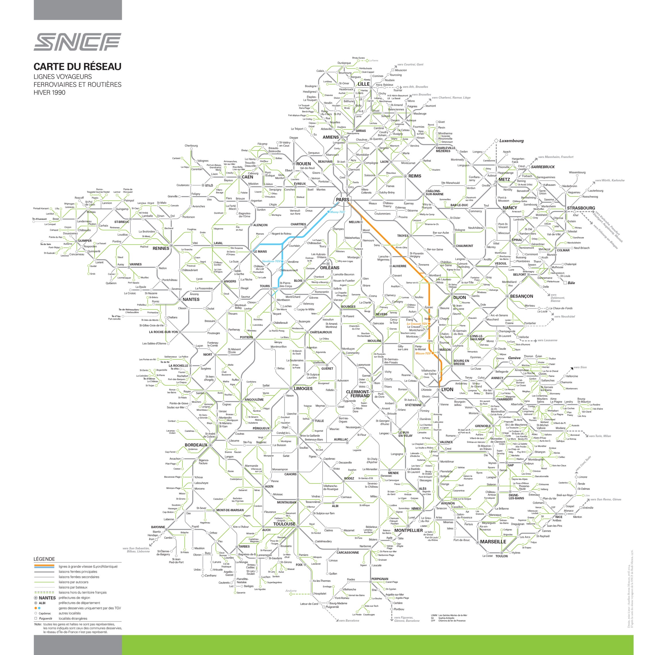 Carte du réseau SNCF, 1990 – City & Transit Maps